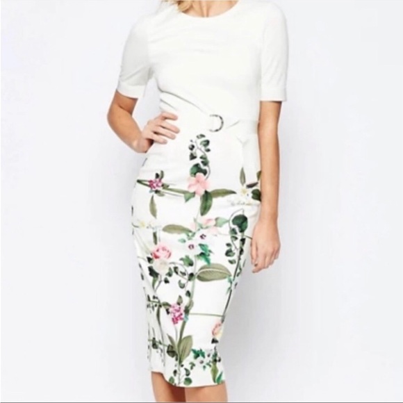 Ted Baker | Dresses | Ted Baker White Floral Bodycon Dress | Poshmark